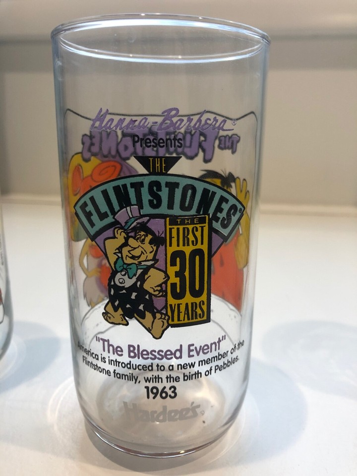 Flintstones The Blessed Event Glass 1991 Hardees Pebbles First 30 Years ...