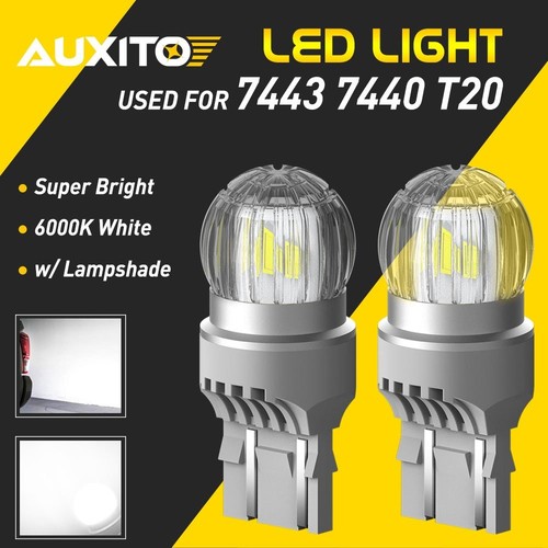 White LED 7443 7444 7440 Brake Turn Signal Tail Revese Light Bulbs Lamp ...