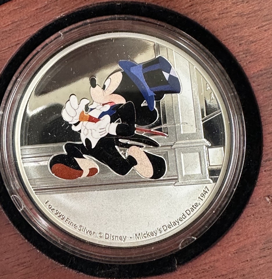 2017 Niue Disney Mickey Mouse Delayed Date 1oz Silver Coin W/ Box & COA ...