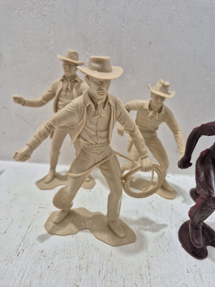 Lot of 5 Vintage Marx Cowboys & Indians Plastic Figures 6" Large Size ...
