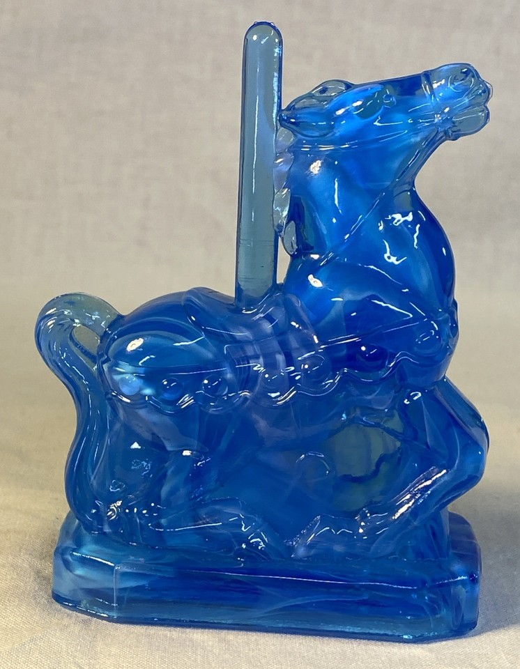 Boyd Art Glass Taffy The Carousel Horse In Peacock Blue # 16 Made 7-27 ...