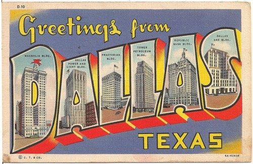 Greetings From Dallas TX Large Letter Linen Postcard 1937 | eBay