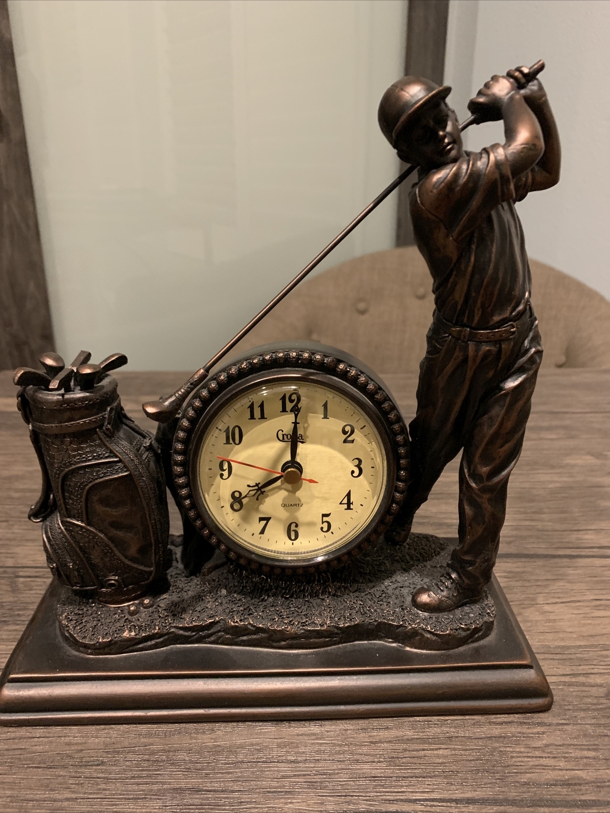 DESK/MANTLE GOLFER CLOCK-Crosa Brand Bottom Label Says #8 Pacific Coast ...