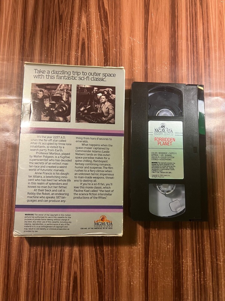 Forbidden Planet VHS MGM UA Big Box Slider Sci-Fi Horror 1956 Movie ...