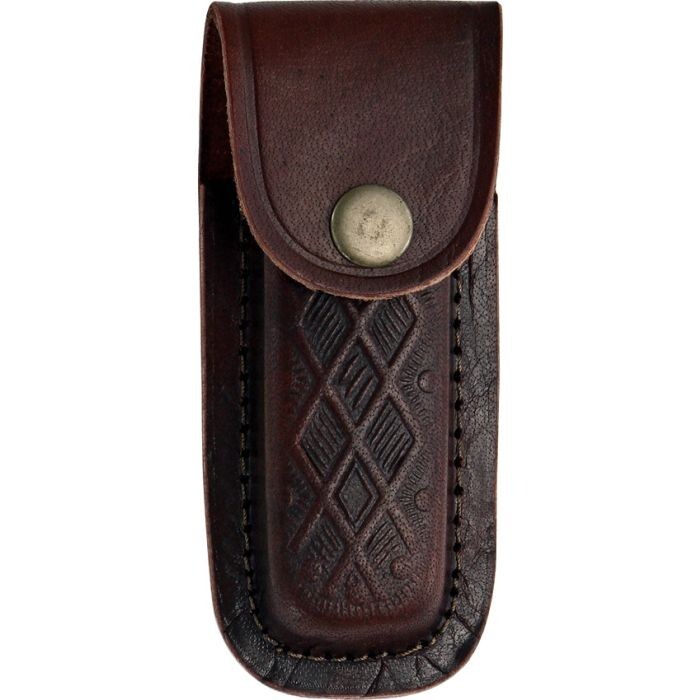 KNIFE POUCH LEATHER 4" FOLDING KNIFE SHEATH GENUINE LEATHER DARK BROWN ...