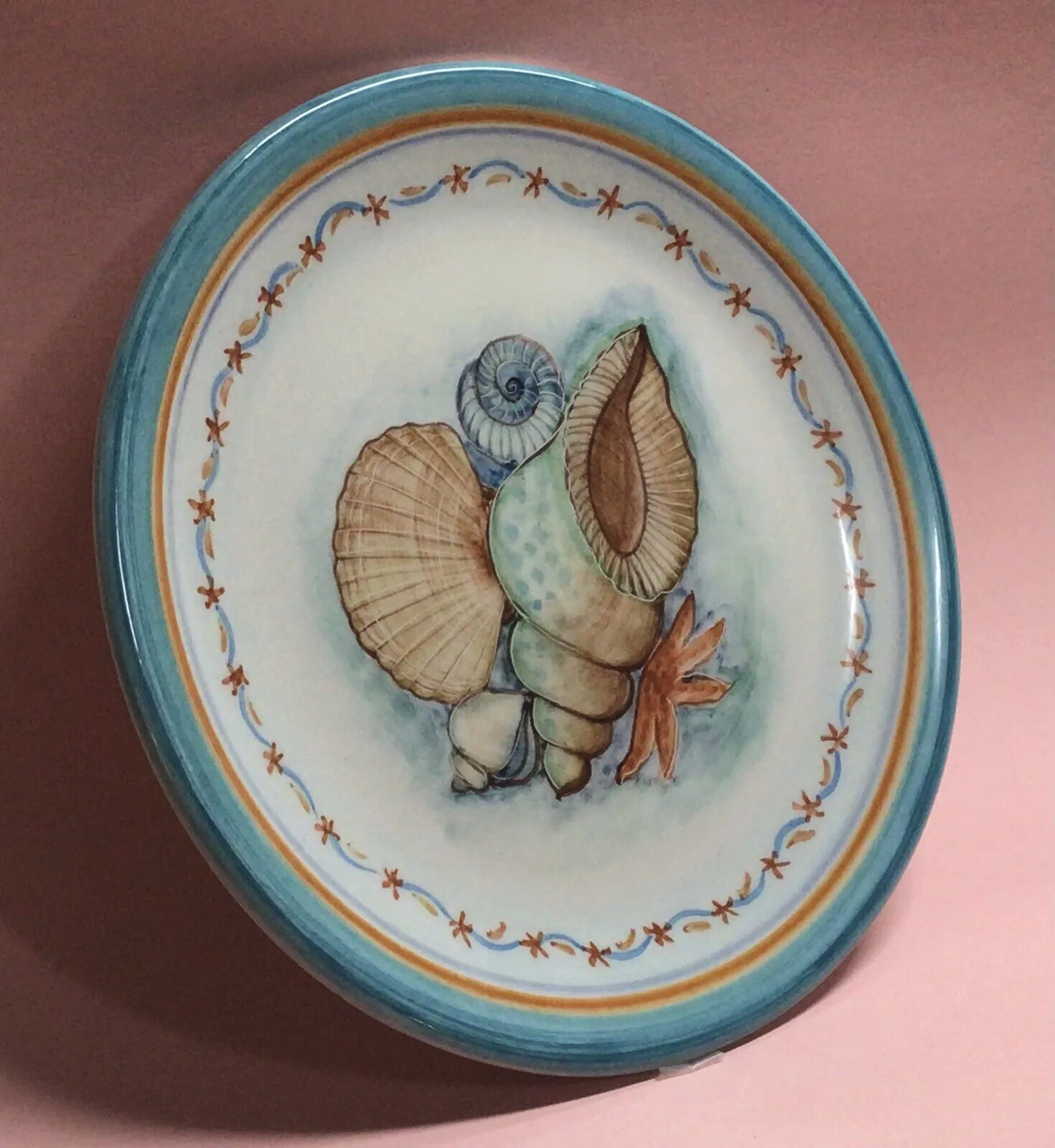 Signed Vintage Studio Art Hand Painted SEA SHELLS Plate Wall Hanger | eBay