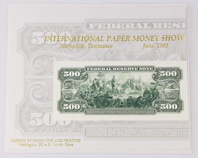 1993 International Paper Money Show $500 Dollar BEP Souvenir Card | eBay