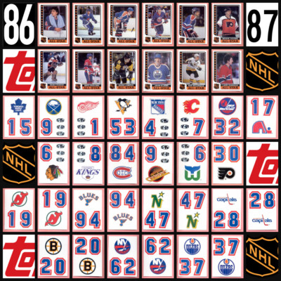 1986 Topps Hockey NHL Insert Sticker Set of 40 All Stars and Logos 86 ...