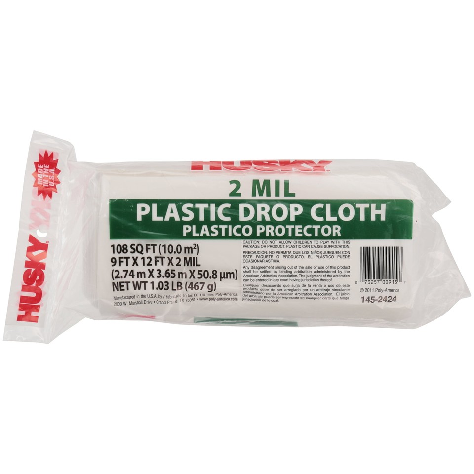 (2 pack) Plastic Drop Cloth, 2 Mil, 9 Ft x 12 Ft, Clear | eBay