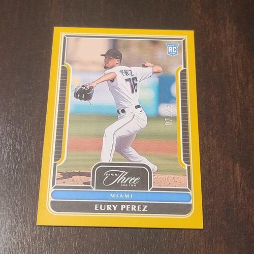 2023 Eury Perez Panini Three and Two Prospects Gold Parallel baseball ...