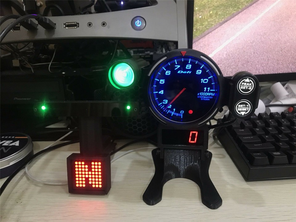 12V RPM Tachometer w/ Speed for PC GAME Simulated Racing Game Meter ...