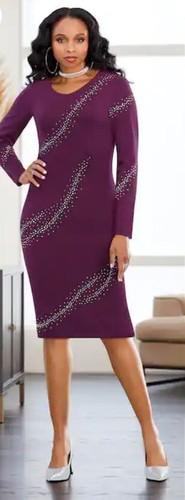 1X PLUS Ashro Purple Silver Marisa Embellished Sweater Dress Formal ...