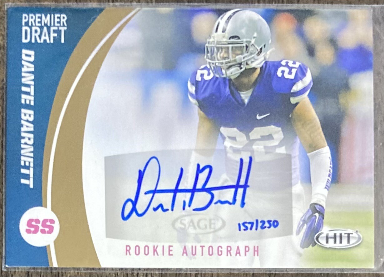 Dante Barnett 2017 HIT Premier Draft Auto Autograph Rookie Gold /250 ...