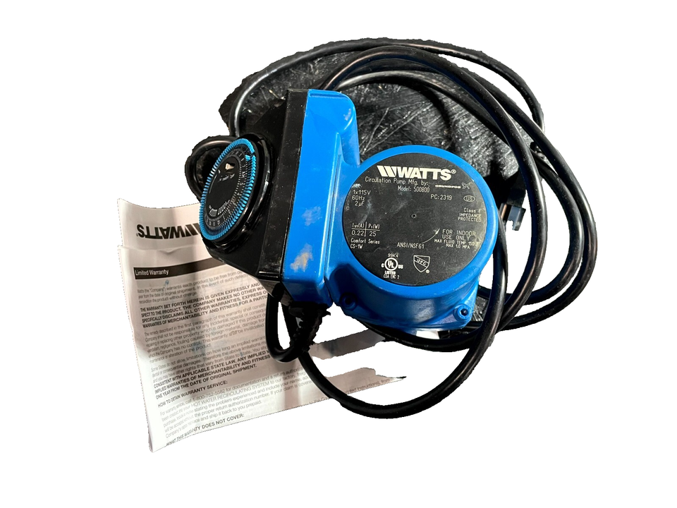 Watts 0955800 Hot Water Recirculating System Blue & Black with Built-In ...