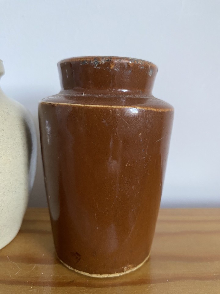 3 Vintage Stoneware Pots - Cream Pots & Green Label Curry Paste | eBay UK