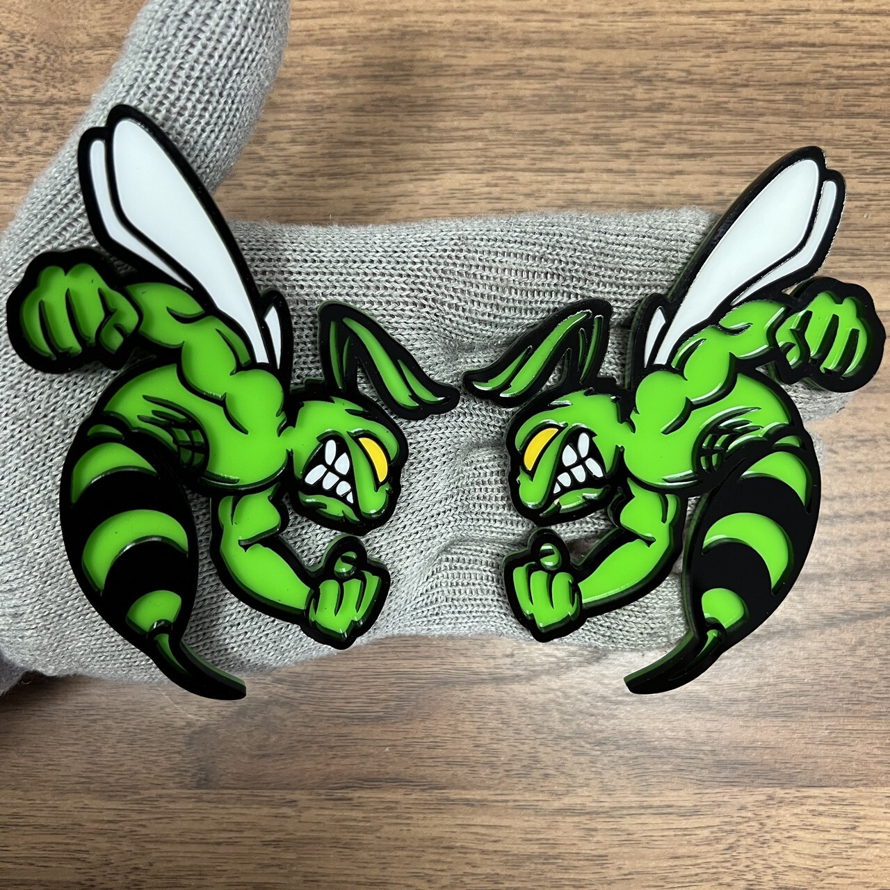 Hornet Badges Emblem BEE SWOLE Lime Green Yellow Eye ,(2) BADGES ...
