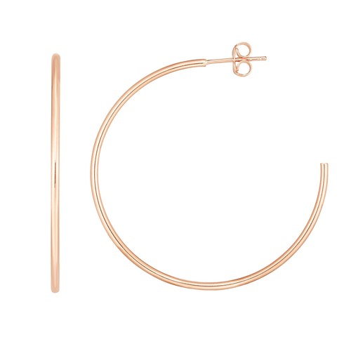 14K Rose Gold 1.5x40mm C Hoop with Push Back Closure Earring Fine ...
