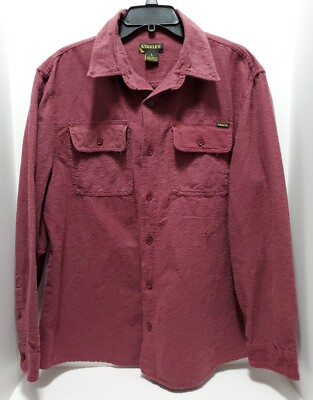 Stanley Work Wear Button Up Down Long Sleeve Shirt L Red Flannel | eBay