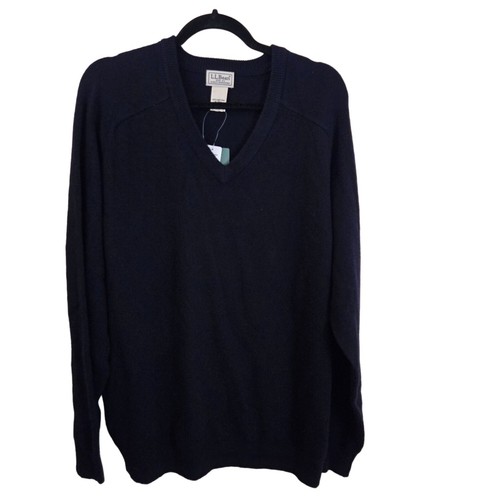 L.L.Bean NWT Navy V-Neck Lambswool Sweater XL Tall | eBay