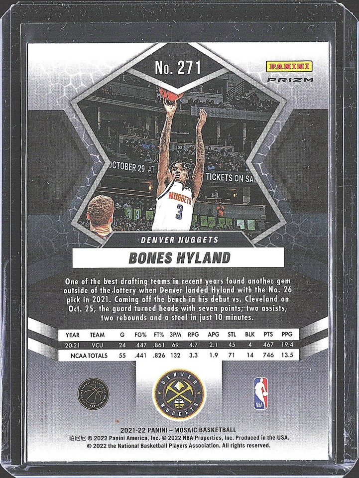 2021-22 Panini Mosaic Bones Hyland NBA Debut MOSAIC GREEN PRIZM #271 ...