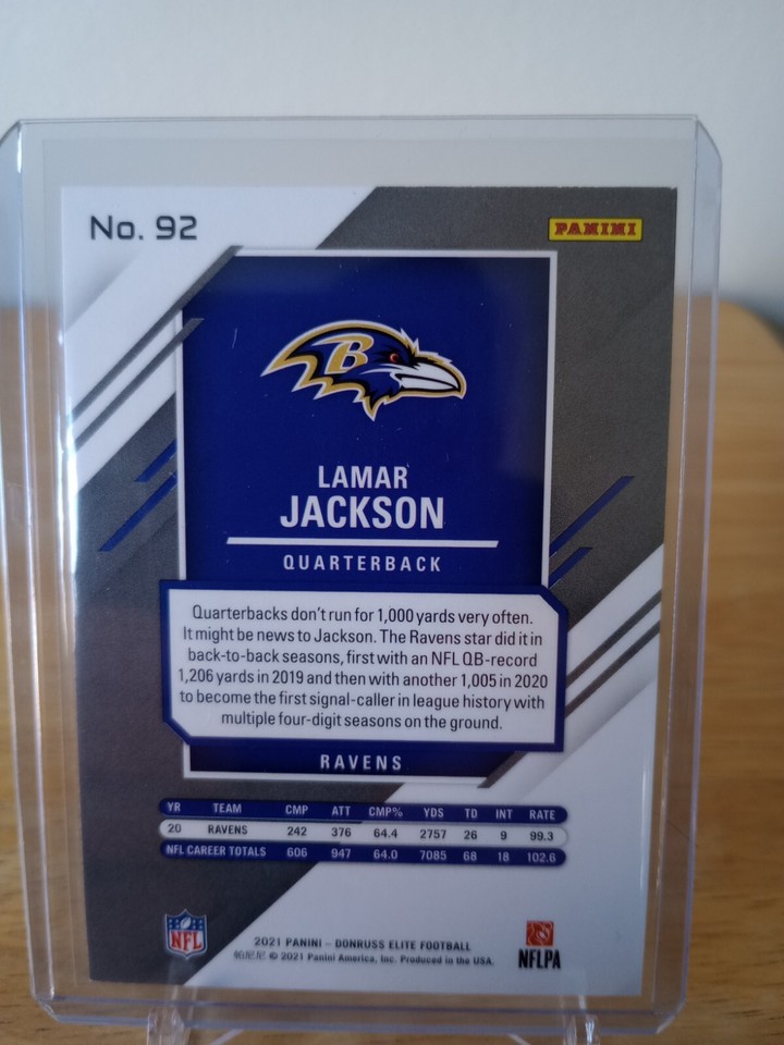 2021 Donruss Elite #92 LAMAR JACKSON Baltimore Ravens | eBay