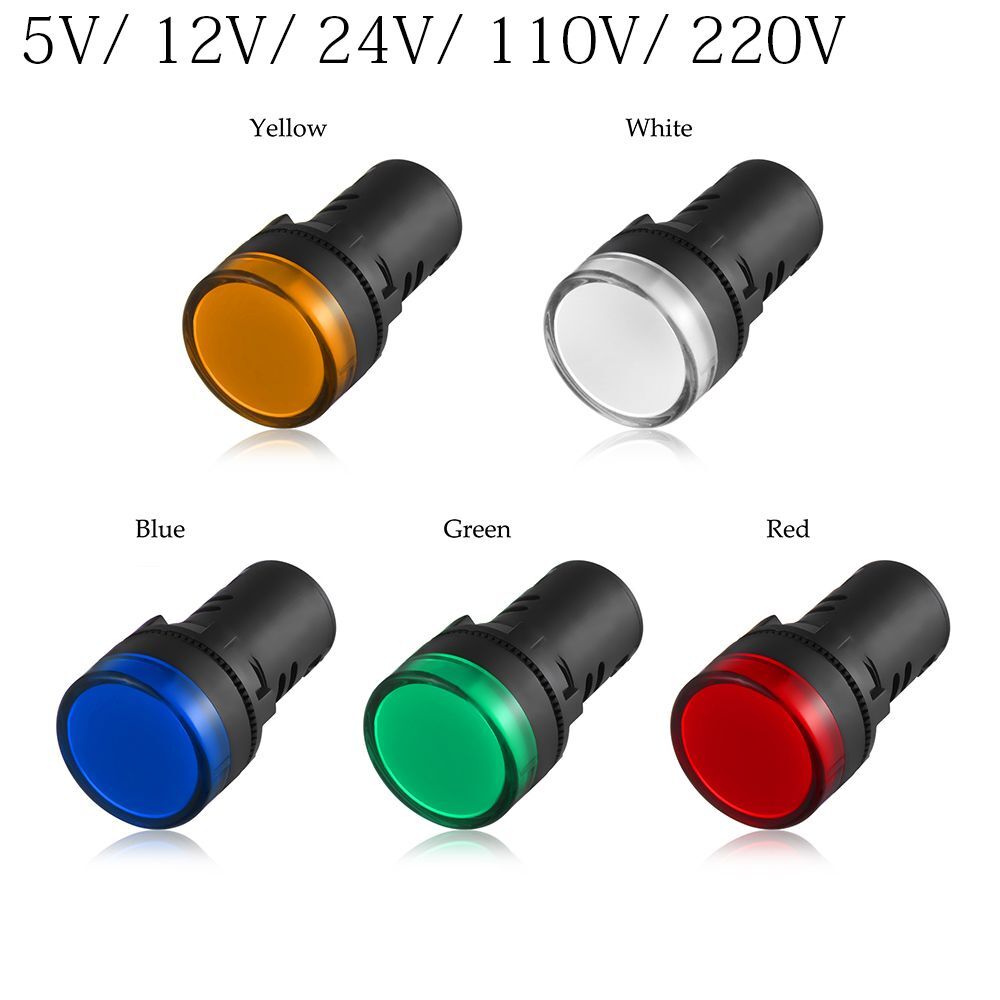 5V 12V 24V 110V 220V Panel Mount Signal Lamp 22mm LED Indicator Pilot ...