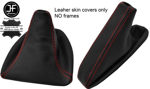 RED STITCH PERFORATED LEATHER SHIFT & E BRAKE BOOT FOR BMW E90 E91 E92 ...