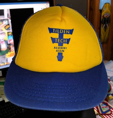 Vintage Tilden Tech Alumni Association Yellow Blue Snapback Trucker Hat ...