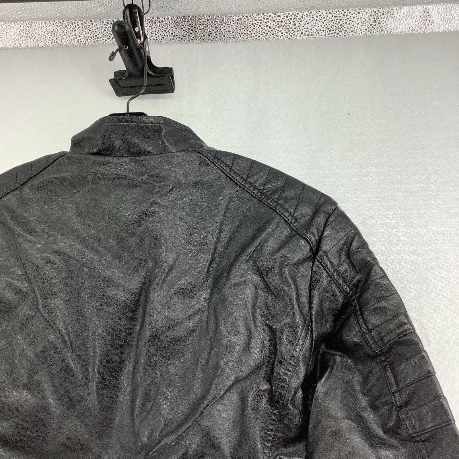 BO Katie Seth Mens Leather Full Zip Pocket Buckle Black Bomber Jacket ...