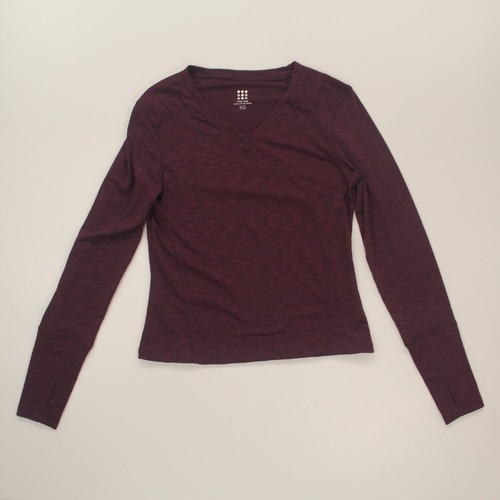 Title Nine Womens V-Neck Tee Top Size XS Wine Long Sleeve Thumb Holes ...