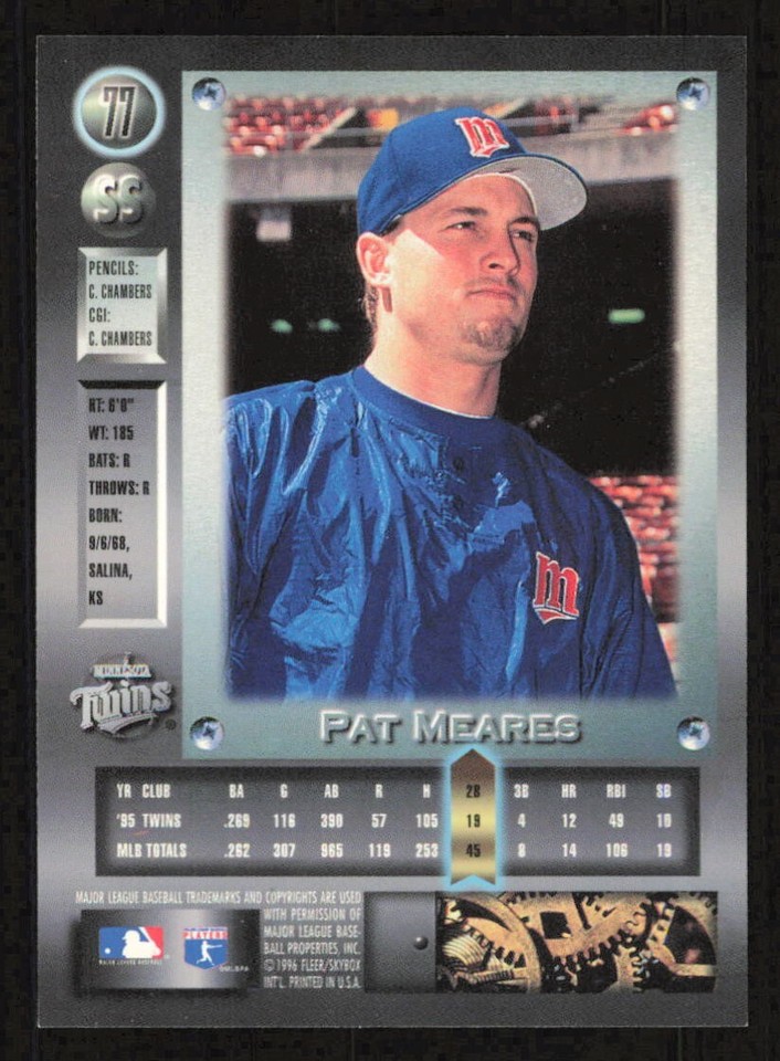 1996 Metal Universe PAT MEARES card #77 MINNESOTA TWINS Baseball | eBay