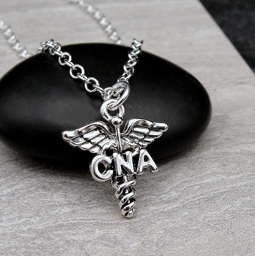Silver CNA Caduceus Necklace - Certified Nursing Assistant Charm ...