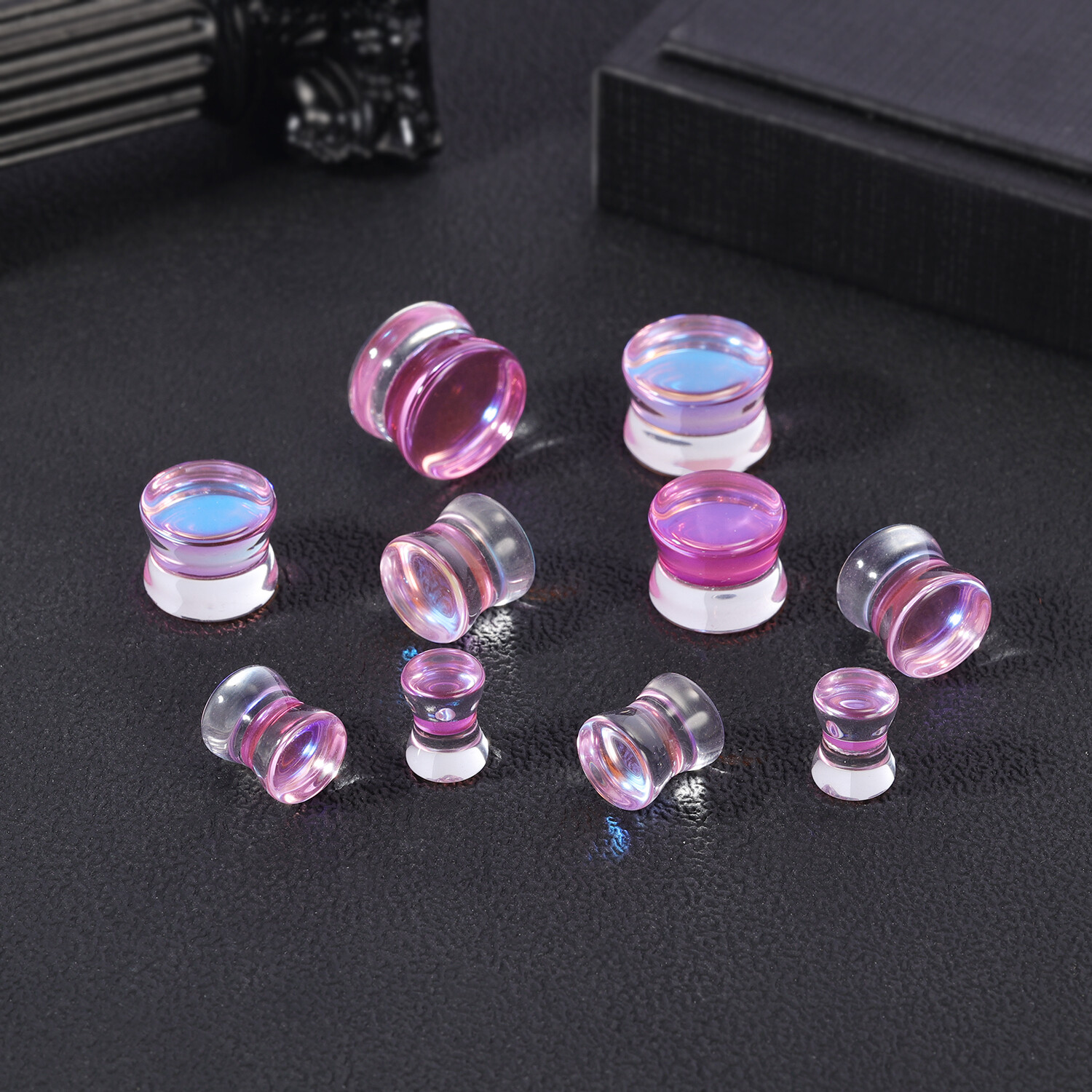 6-14MM Double Flare Plugs Tunnels Glass Ear Gauges Ear Lobe Stretching ...