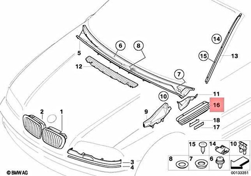 Genuine BMW E46 Cabrio Coupe Front Wing Grille Left OEM 51132694607 | eBay
