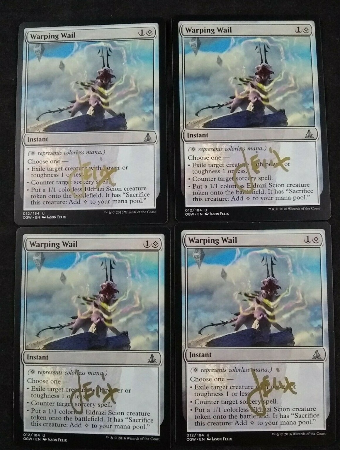 MTG Magic The Gathering 4x Warping Wail Signed by Artist Jason Felix NM ...