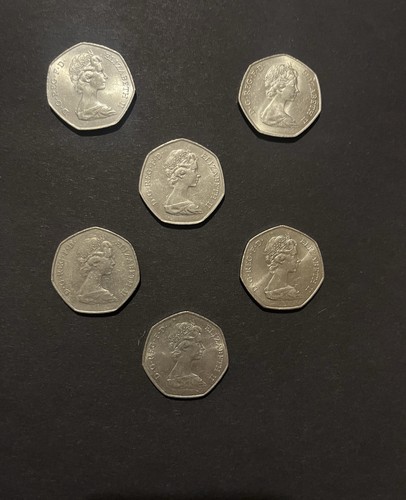 x6 1973 50p Coin EEC Hands Rare Commemorative Fifty Pence Job Lot UK ...