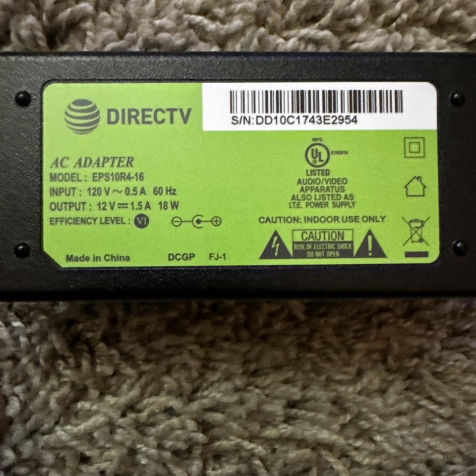 NEW GENUINE DIRECTV AT&T AC Power Adapter EPS10R4-16 120V .5A 60Hz 12V ...