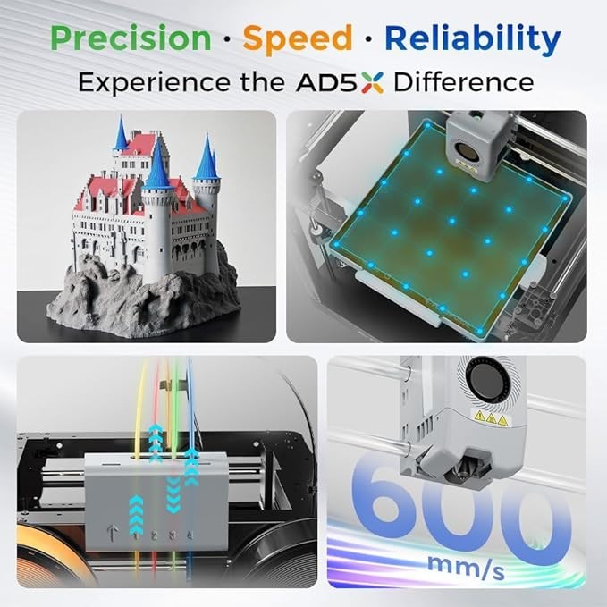 FLASHFORGE AD5X Multi-Color FDM 3D Printer, Auto Leveling, 600mm/s, 300 ...