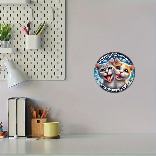 2D Flat, 2D Flat Retro Aluminum Wall Decoration 7.8X7.8Inch Round ...