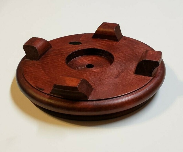 6" Rosewood Finish, Footed Oriental Wooden Lamp Base Hardwood Base ...