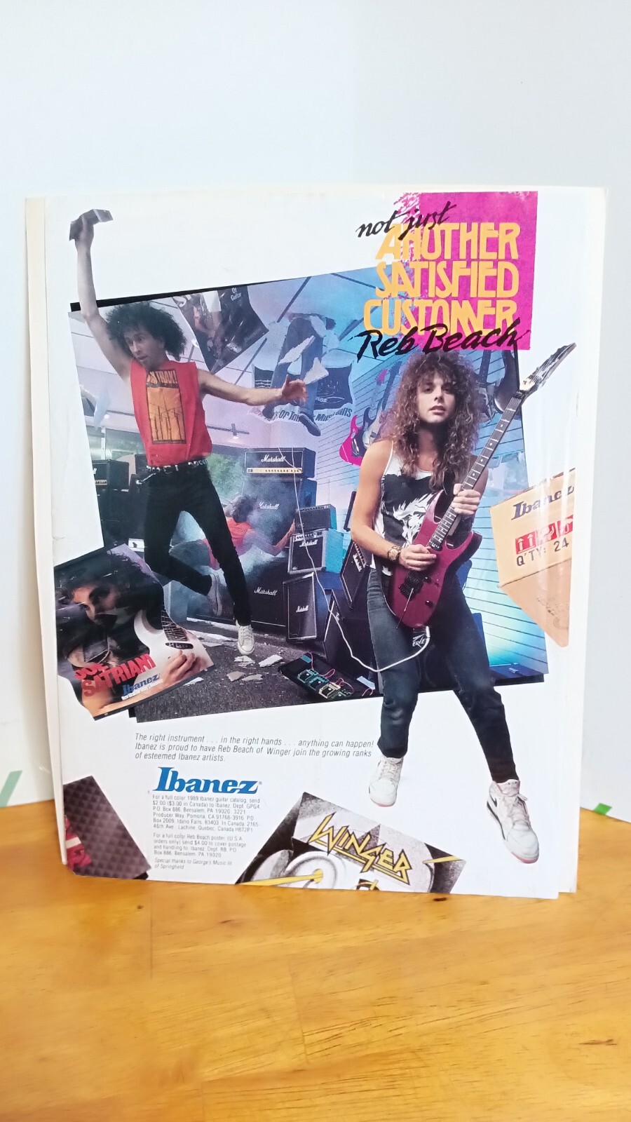 IBANEZ GUITAR - REB BEACH WINGER 1989 - GUITAR PRINT AD - 11 X 8.5 x1 ...