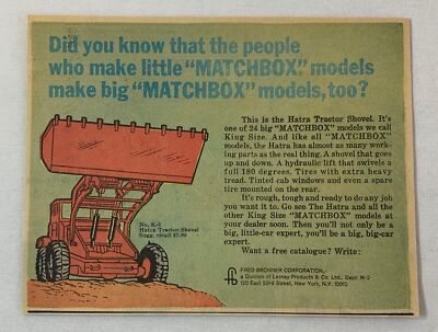 1969 Matchbox ad ~ HATRA TRACTOR SHOVEL | eBay