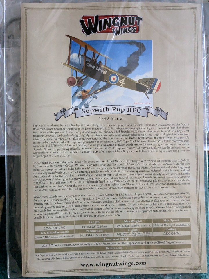 WingNut Wings 1/32 Sopwith Pup RFC Aircraft model Kit | eBay