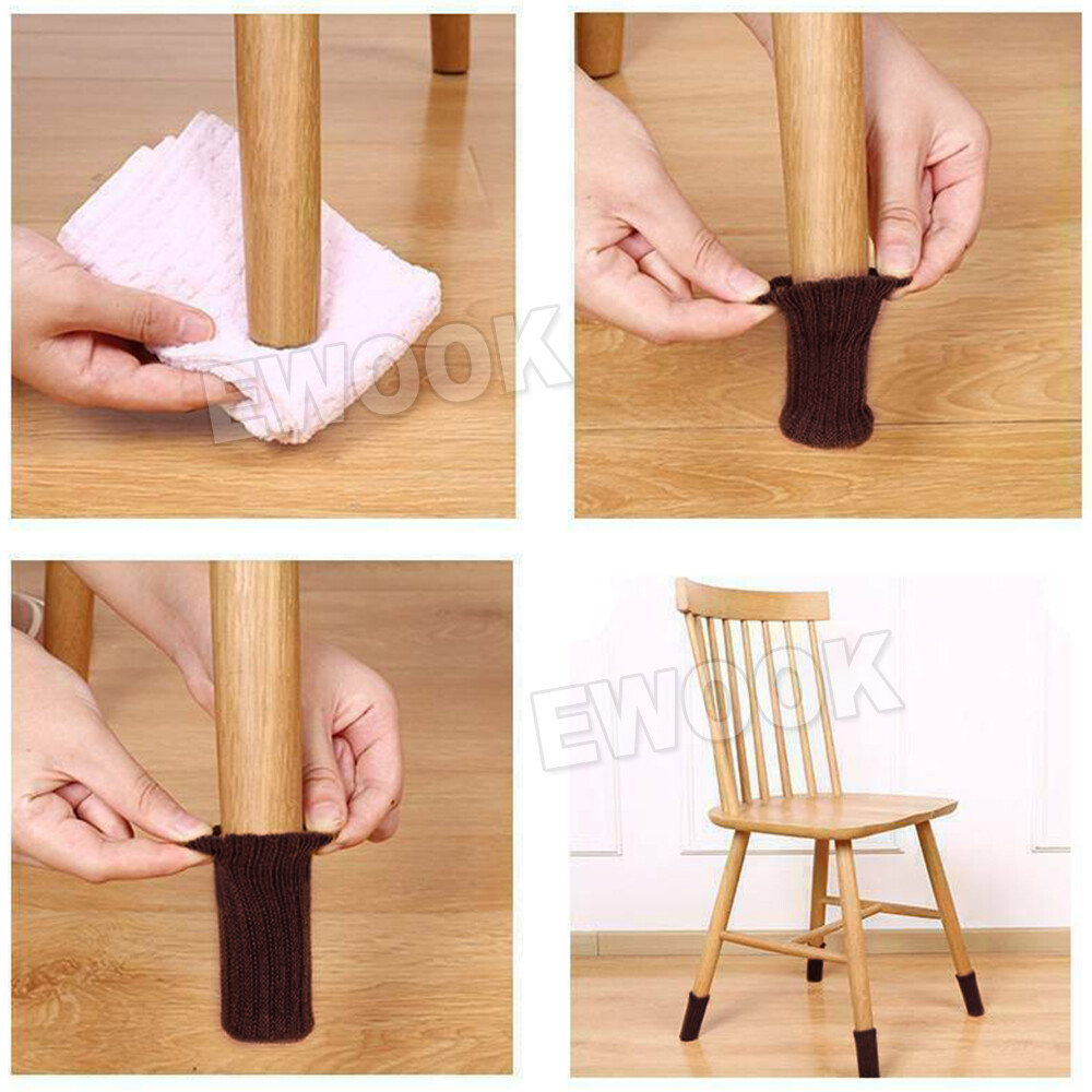 24pcs Knitted Table Chair Leg Socks Sleeve Floor Protector Furniture ...