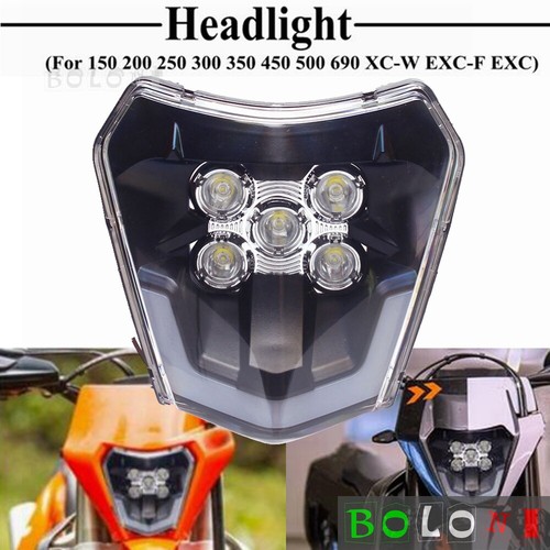 Dirt Bike LED Headlight For KTM SXF XCW F EXC 125 300 350 450 500 690 ...