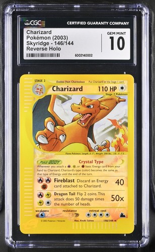 Charizard 146/144 Skyridge Reverse Holo Rare Pokemon Card - CGC GEM ...