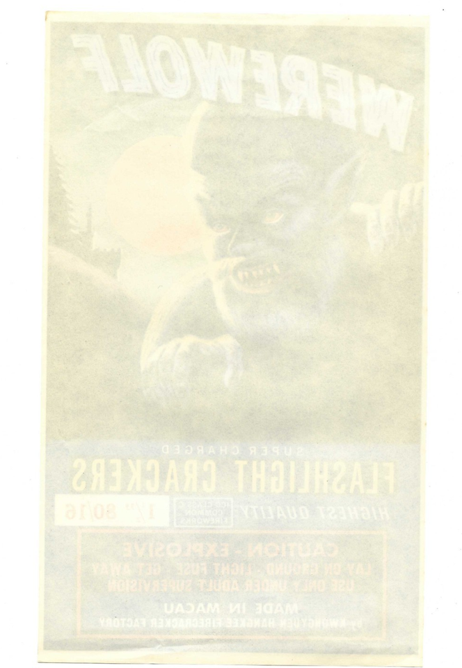 ORIGINAL "WEREWOLF BRAND" FLASHLIGHT CRACKER LABEL Macau 6 x 10" | eBay