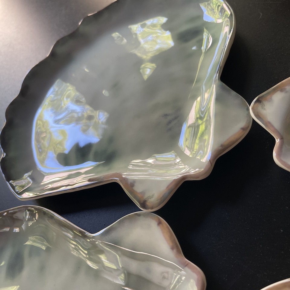 Pottery Barn Shell Shaped Melamine Salad Plates Set Of 4 Nautical Beach ...