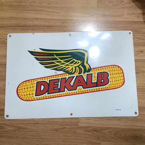 Vtg Dekalb Seed Corn Metal Advertising Sign 16”x24” Double Sided ...