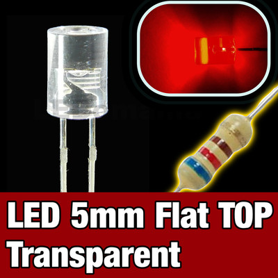 430R/25# LED 5mm cylindrique Rouge 25pcs - LED Flat TOP 25pcs red , rot ...